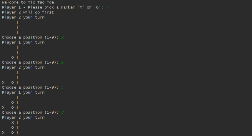 Tic Tac Toe Python Udemy Course Milestone 1 Project